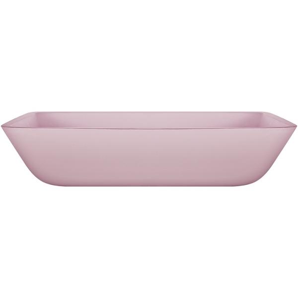 Quality Pink Bathroom Countertop Basins Rectangular Tempered Glass Acid Matt for sale