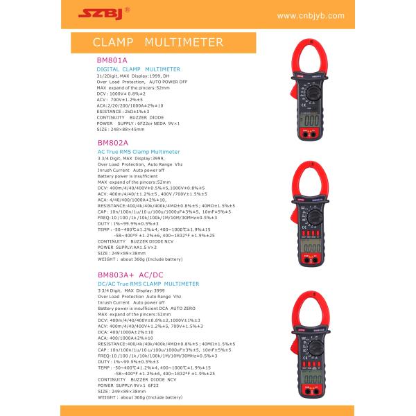 Quality 6F22 1000V 1000A Clamp Digital Multimeter , AC Digital Clamp Meter for sale