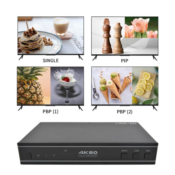 Quality 4K60 2x1 HDMI Multiviewer Seamless UHD Video Switcher With Audio RS232 for sale