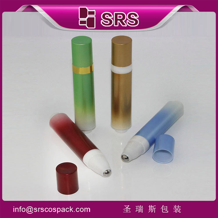 Quality SRS packaging no leakage plastic airless roll on bottle with press button for eye cream for sale