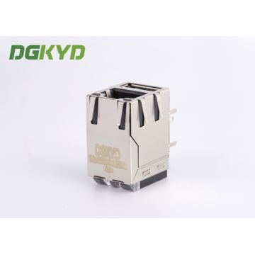 Quality Industrial Dual Deck USB Rj45 Connector Cat 5e Rj45 Connector With USB , G/Y LED for sale
