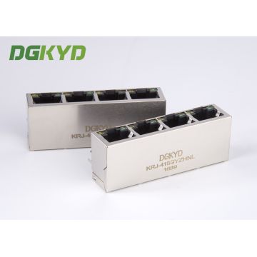 Quality Factory price metal shielded 1x4 cat5 quad port rj45 connector with LED for sale