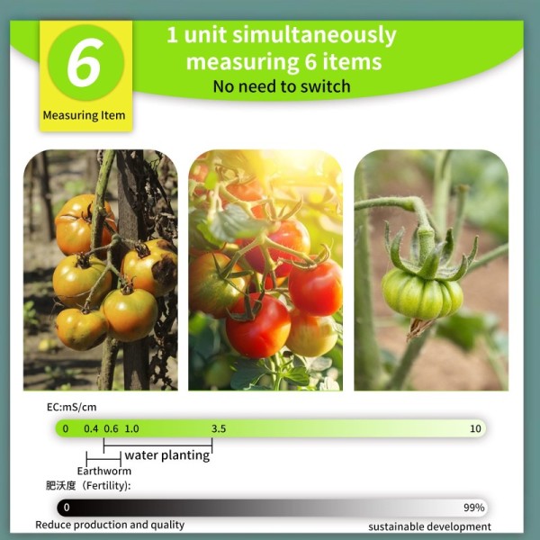 Quality 6- In -1 Soil Tester Soil / EC / Humidity / Fertility / Light / Temperature Soil for sale