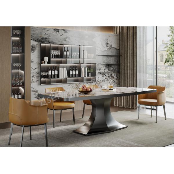 Quality White Titanium Stainless Steel Marble Dining Table 1000mm Width Rectangle for sale