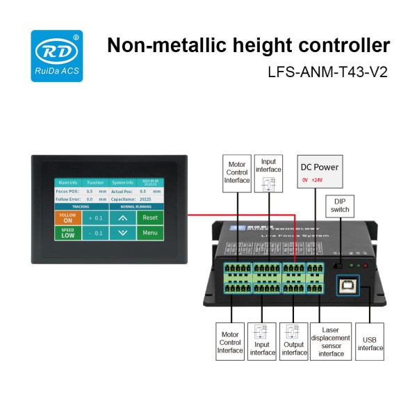 Quality LFS-ANM-T43-V2 Non Metal Laser Height Controller V2 Ruida Laser Controller for sale