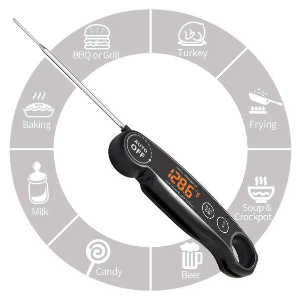 Quality Foldable Digital Thermometer For Cooking Meat USB CE RoHS LED Display for sale