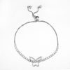china Butterfly 925 Silver CZ Bracelet 9.79g Sterling Silver Moonstone Bracelet