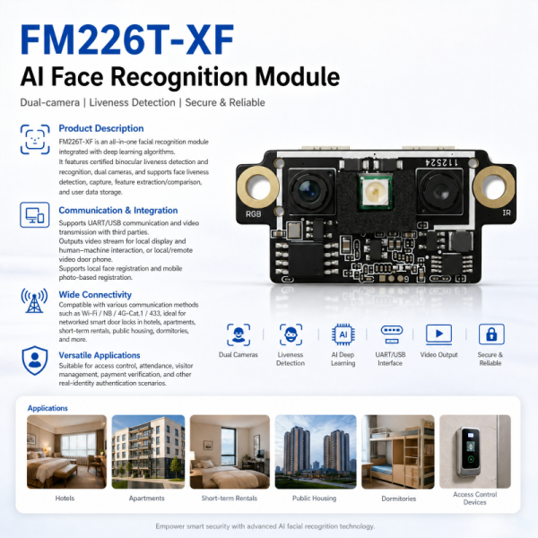 Quality JP-FM226 AI Face Recognition Camera Module Service voltage 4.5V~9V for sale