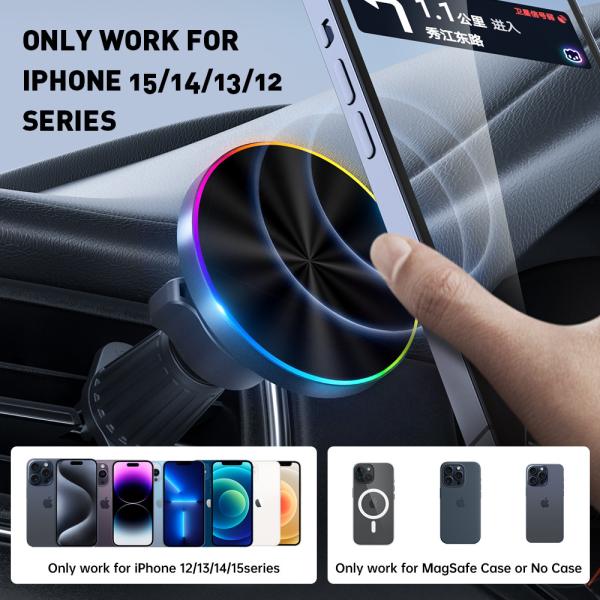 Quality Powerful Magsafe Charger For Car RGB Lighting Display Compact Lightweight for sale