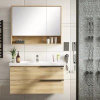 Quality 24 Inch Wall Mounted Vanity Unit Floating With Sink Natural Wood for sale