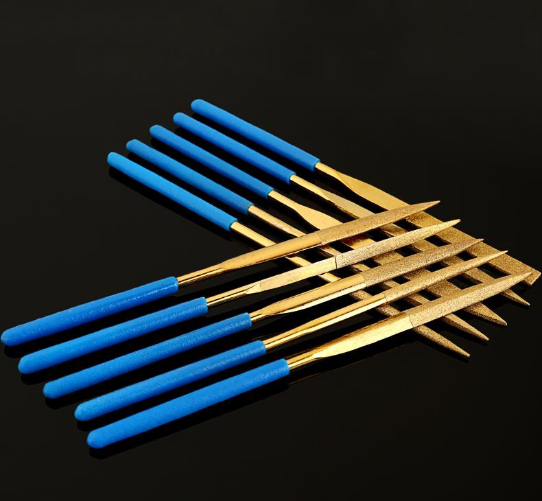 10PCS Half Round Shaped Plastic Coated Grip Handle Diamond Coted Needle File