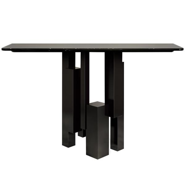 Quality Bronze Black And Marble Console Table Stainless Steel and Walnut for sale
