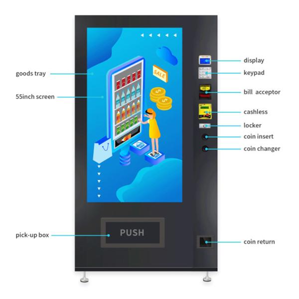 Quality 55 Inch Touch Screen Advertising Vending Machine And Card Readers for sale