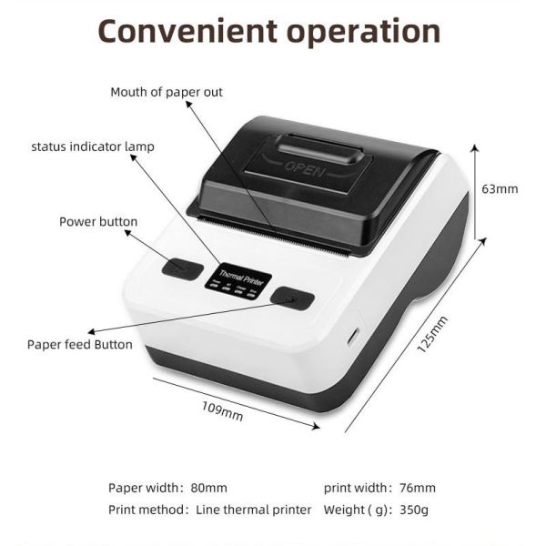 Quality Speed 80mm Receipt Thermal Printer with Command Compatibility POS/ESC Command for sale