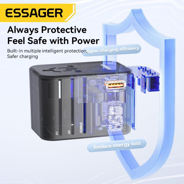 Quality ESSAGER JY-309 Series 65W Universal Plug USB C PD Charger for sale