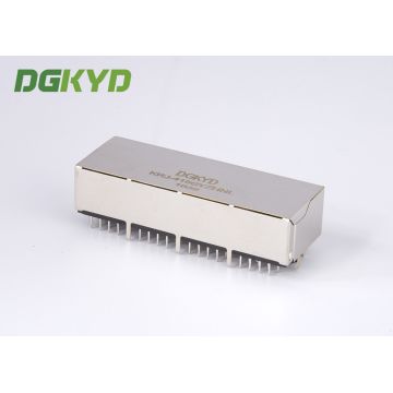 Quality Factory price metal shielded 1x4 cat5 quad port rj45 connector with LED for sale