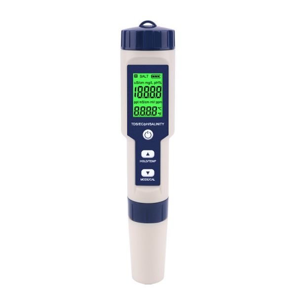 Quality 5 - In - 1 Water Quality Tester PH/TDS/EC/Salinity/Temp Meter For Home Aquarium Lab for sale