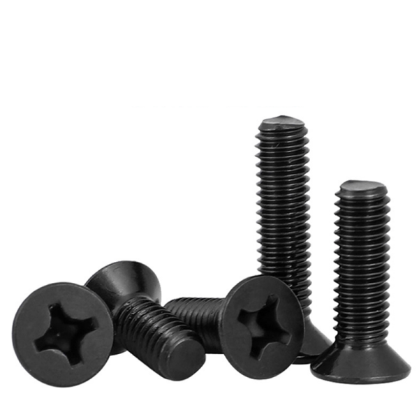 Quality KM black plated flat head screws, furniture screws, cross recessed countersunk head machine screws, screws, M2 M3 M4 M5 for sale
