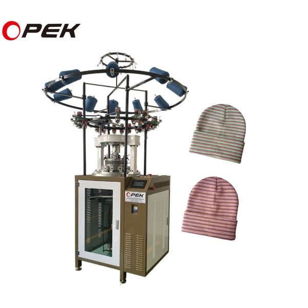 Quality Computerized Opek Rib Hat Knitting Machine for 1X1 2X1 2X2 Rib Beanie/Cuff Production for sale