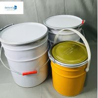 Quality 0.35mm White Coating Metal Pail With Handle 5 Liter Lock Ring Bucket for sale