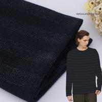 Quality Combing Mercerized Cotton Fabric 21S 330g Stretchy Striped Knit Material for sale