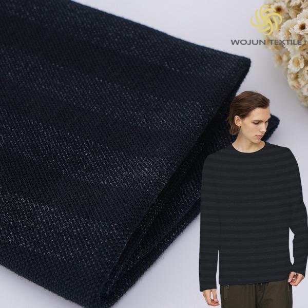 Quality Combing Mercerized Cotton Fabric 21S 330g Stretchy Striped Knit Material for sale