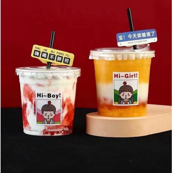 Quality Ice Cream Take Away Cup 12 oz Clear PET RPET Disposable Plastic Cups with Lids for sale