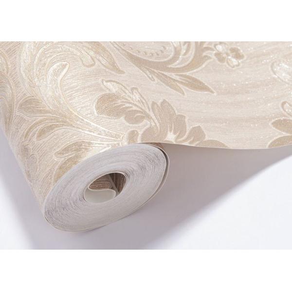 Quality Classic Style Vinyl Golden Damask Pattern Wallpaper / WallCoverings Retro for sale