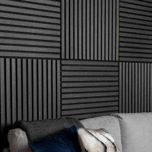 Quality Black Color Timber Decorative Wall Panels Akupanel Felt Acoustic Soundproofing for sale