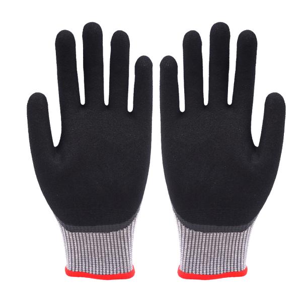 Quality 13 Gauge Nitrile Coated Cut Resistant Work Gloves Palm Coated Touchscreen for sale
