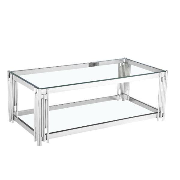 Quality Tempered Glass Top 45cm 24KGS Rectangular Modern Coffee Table for sale