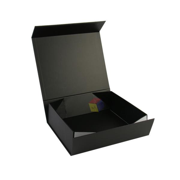 Quality Luxury Rigid Cardboard Collapsible Folding Packaging Black Clothing Boxes With for sale