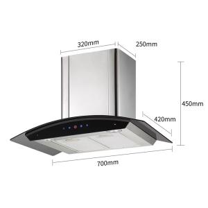 Quality Curved Glass Cooker Hood for sale