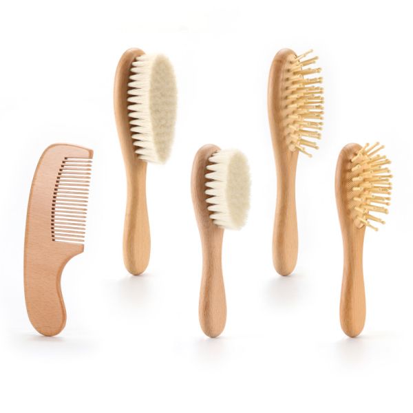 Quality Modern Goat Bristle Brush Wooden Baby Brush And Comb Set For Newborns for sale