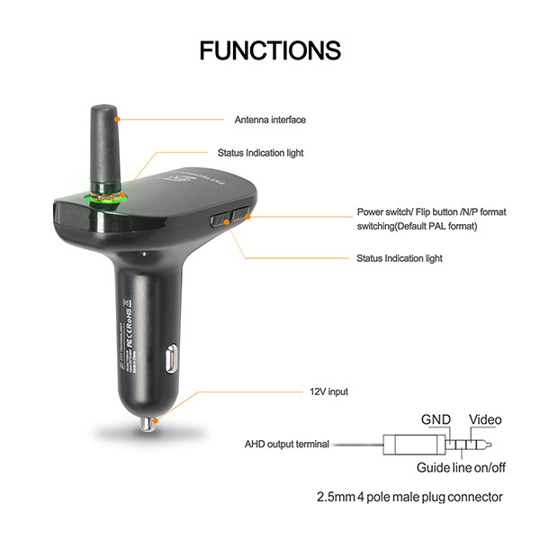 Quality 1080P IP69K Wireless Rear View Camera System Car Charger Receiver for sale
