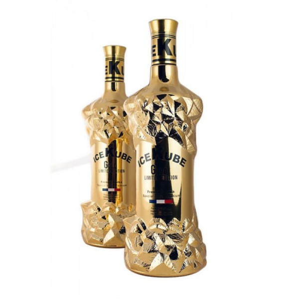 Quality Ice Cube 200ml 1000ml Vodka Bottle Golden Electroplating Vacuum Golden Coating for sale