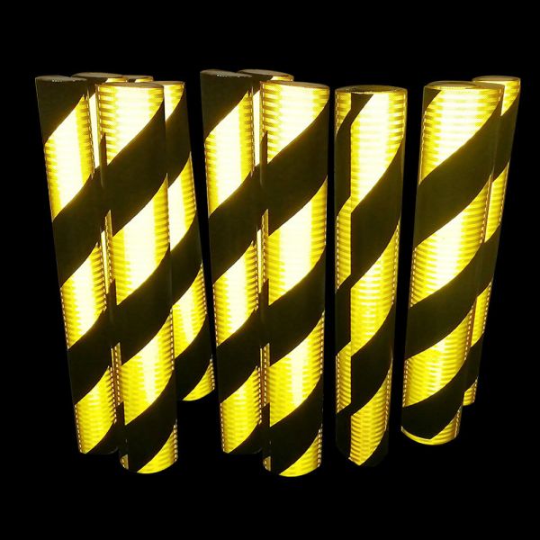 Quality EGP Grade Double Color Yellow Black Hazard Pattern UV Metal Backing Reflective Sheeting for sale