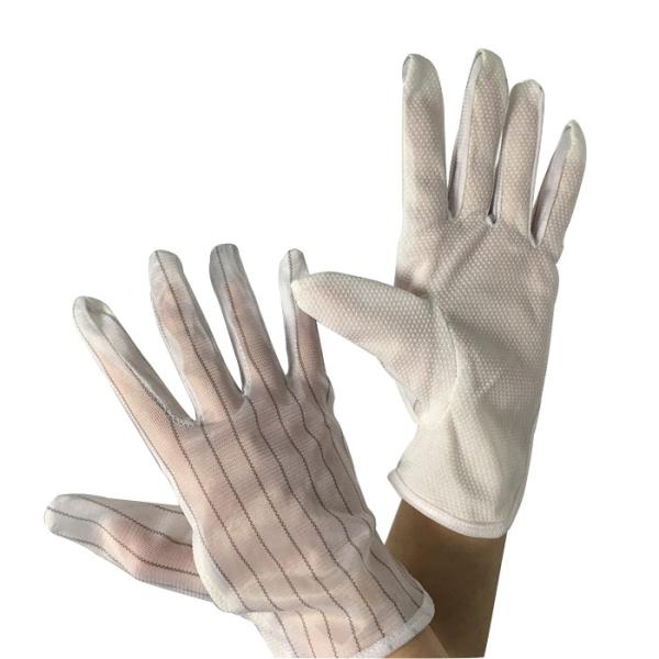 Quality M / L Non Slip Palm Anti Static Gloves With 10mm Polyester Striped Hand Back for sale
