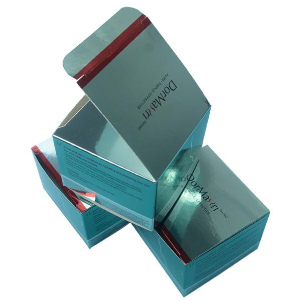 Quality Two Tuck End Custom Printed Paper Boxes Metallic Bright Blue for sale