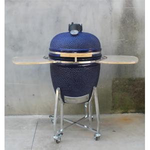 Quality Barbecue Ceramic Kamado Grill Outdoor 22 Inch Navy Color With Cart And Side for sale