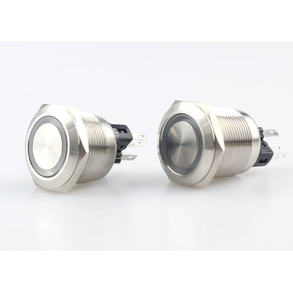Quality 25mm Push Button Switch LED Illuminated , 24V 12V Illuminated Push Button Switch for sale