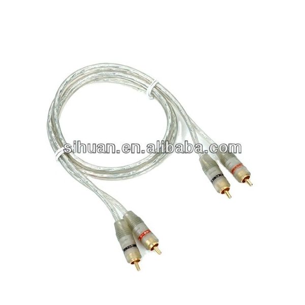 Quality 1 ft Silver OFC Copper Cable Double Shielded Car Audio Cable Interconnect With for sale