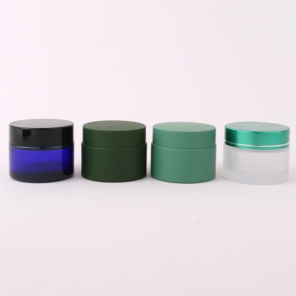 Quality Matte Black Blue Green Cosmetic Bottle Packaging Glass Cream Jar 5g 10g 15g 30g 50g 100g for sale