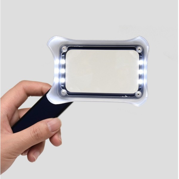 Quality White Black 2.5X K9 Lens Screen Magnifier LED Illuminated Handheld Transparent for Reading for sale