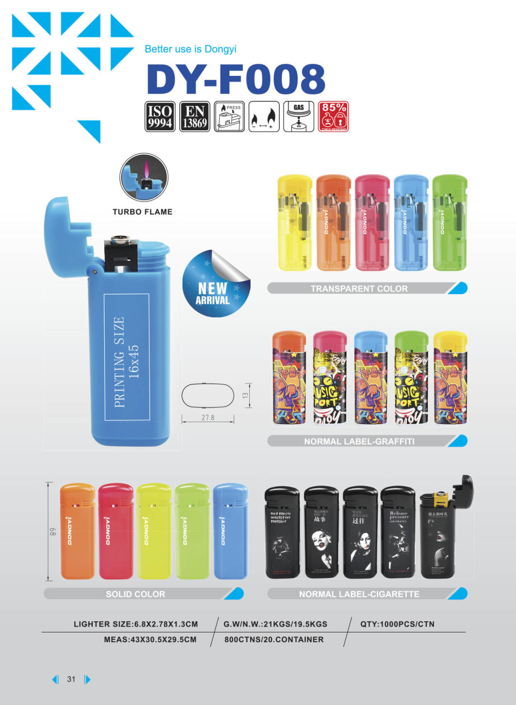 Dongyi High Quality Classic Flip Windproof Gas Lighter in Classic EUR Style