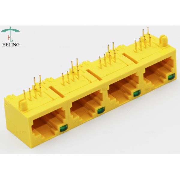 Quality 1 X 4 Ports RJ45 Female Connector Unshielded With Single LED Pipe For Network for sale