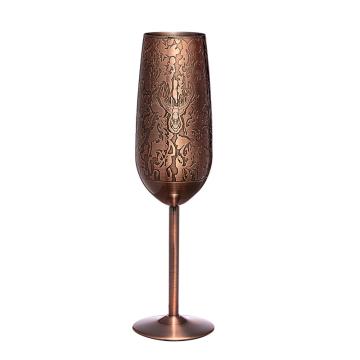 Unbreakable Stainless Steel Champagne Glasses 200ml Copper Baroque Style Wine