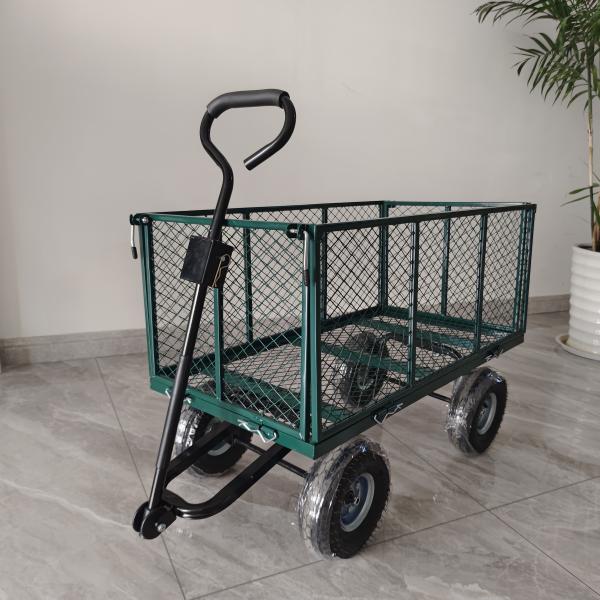 Quality Foldable Detachable Garden Mesh Cart , Metal Spokes, Four Rubber Inflatable for sale