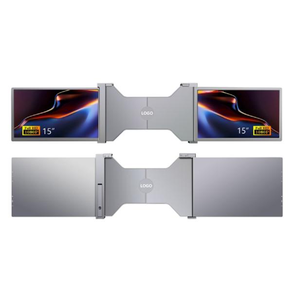 Quality Dual 15-Inch FHD Laptop Monitor Lightweight 25.3mm Thick 1.63kg Type-C + Mini HDMI Ports HDR Support 12-Language OSD for sale