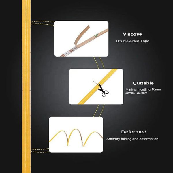Quality Cutting Flexible Cob Led Strip 3mm 5mm 90 Ra Single Color Linear Light for sale